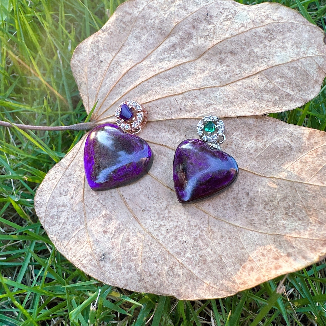 Handmade Sugilite Heart Shaped Pendant,sugilite Necklace,purple ...