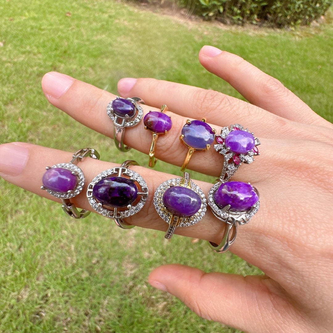 Square Sugilite Ring,sugilite Ring,sugilite Diamond Ring,birthstone ...