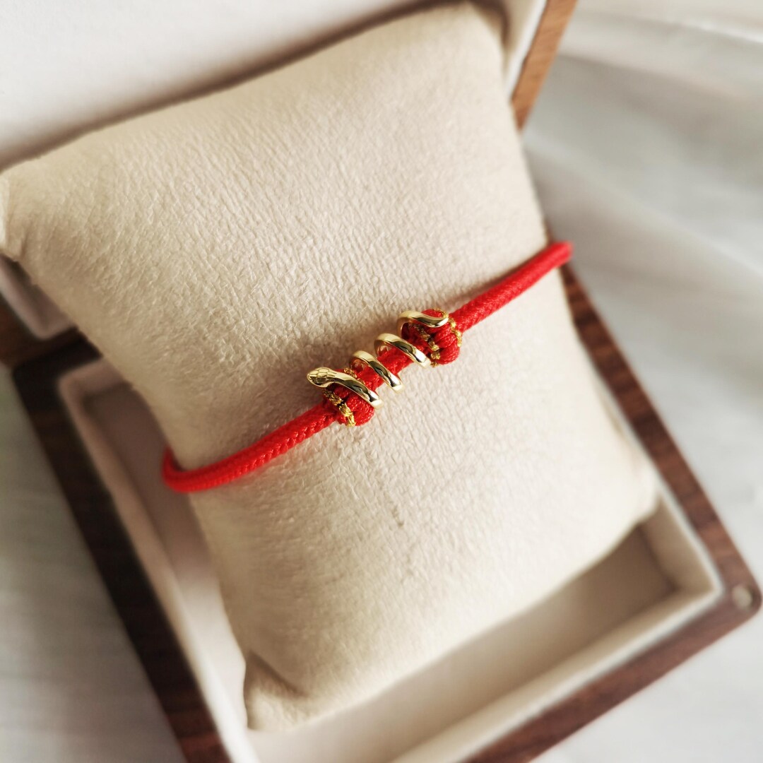14K Gold Snake Red Rope Bracelet,red Rope Protective Bracelet,snake ...