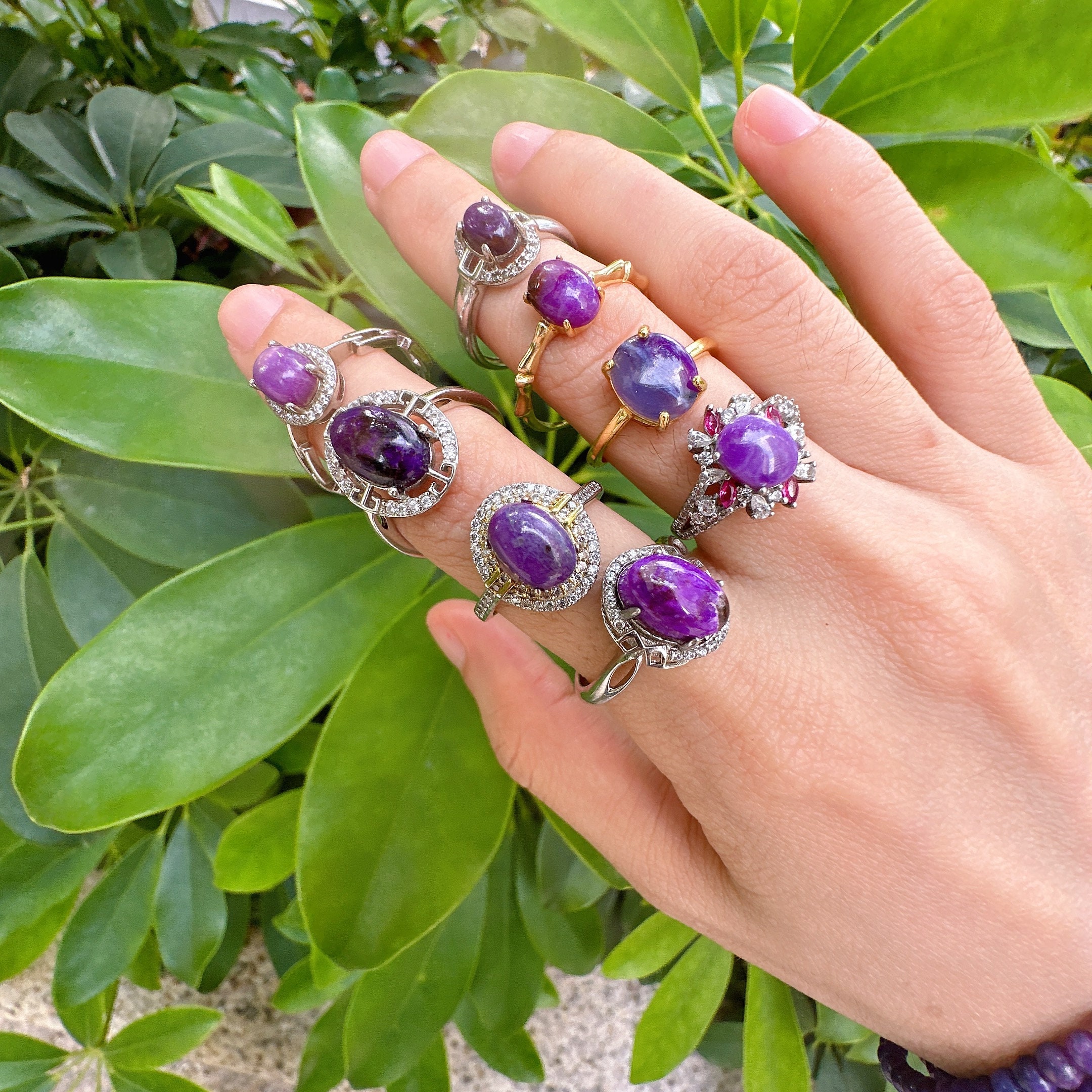 Square Sugilite Ringsugilite Ringsugilite Diamond - Etsy