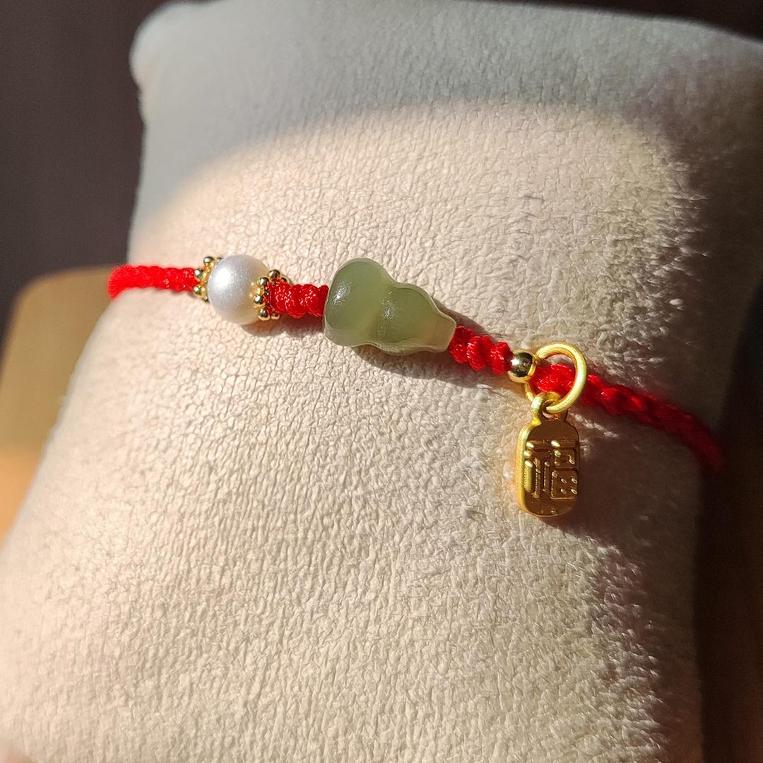 Gourd Bead Red String Bracelet,lucky Red Rope Weaving Bracelet for ...