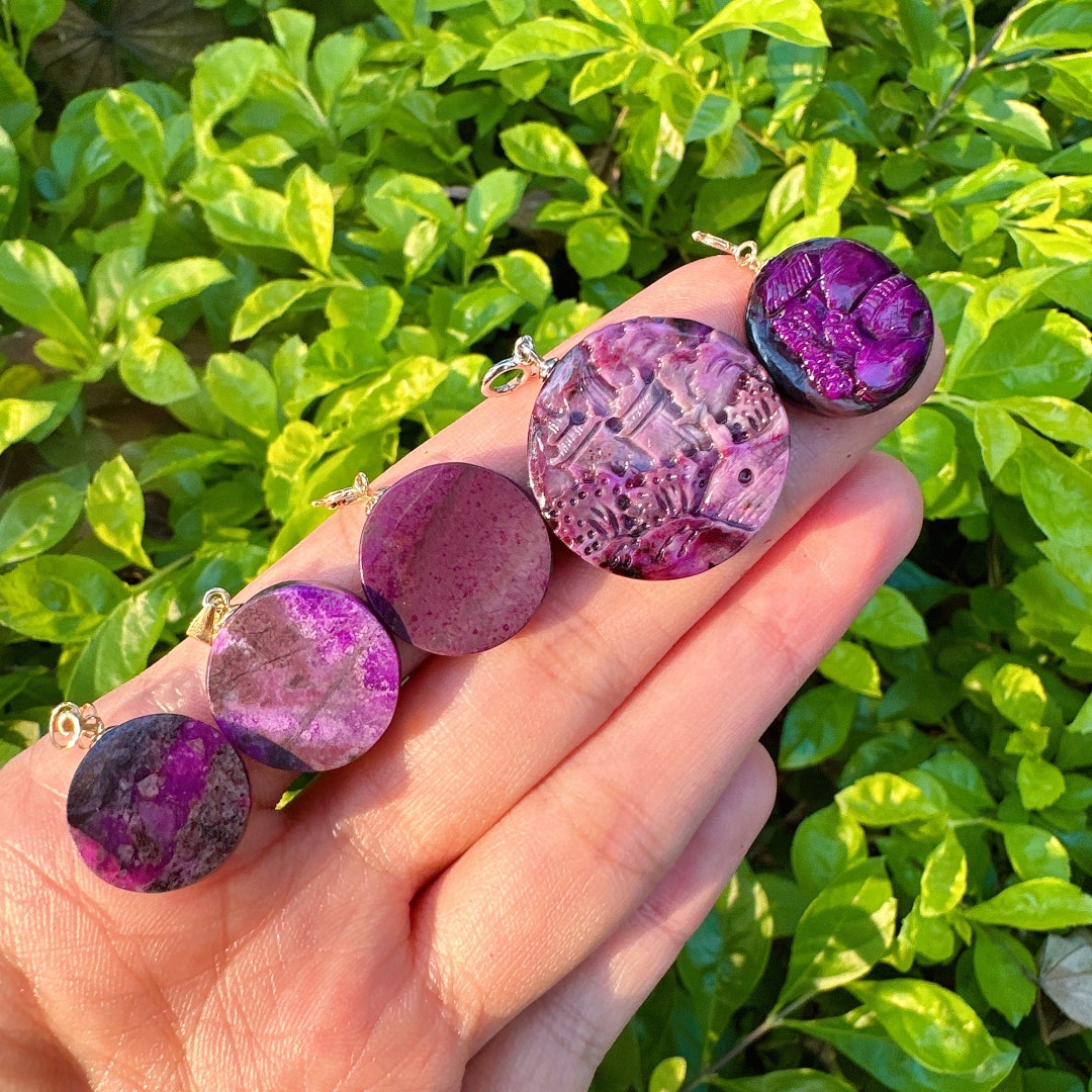 Sugilite Round Pendant Pendantsugilite Necklacepurple - Etsy