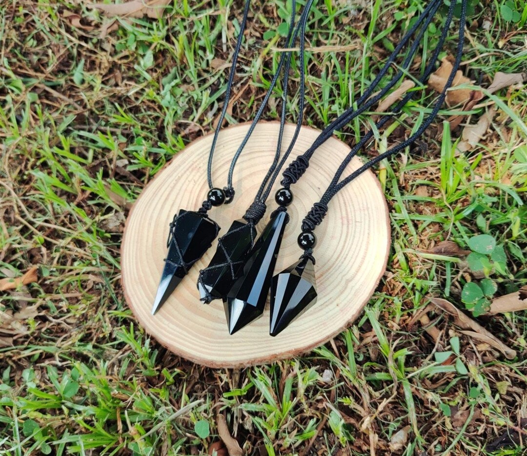 Pure Natural Black Obsidian Healing Necklace,obsidian Rope Necklace ...