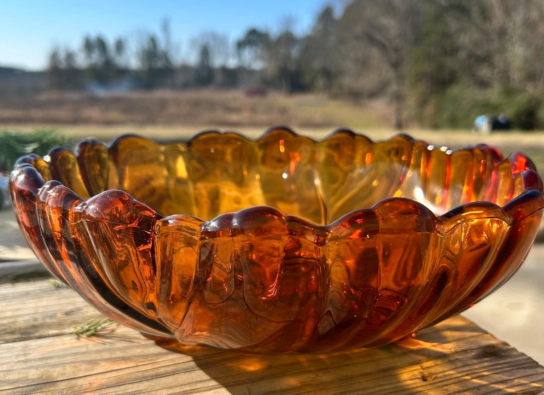 Antique Amber Glassware Bowl - Etsy