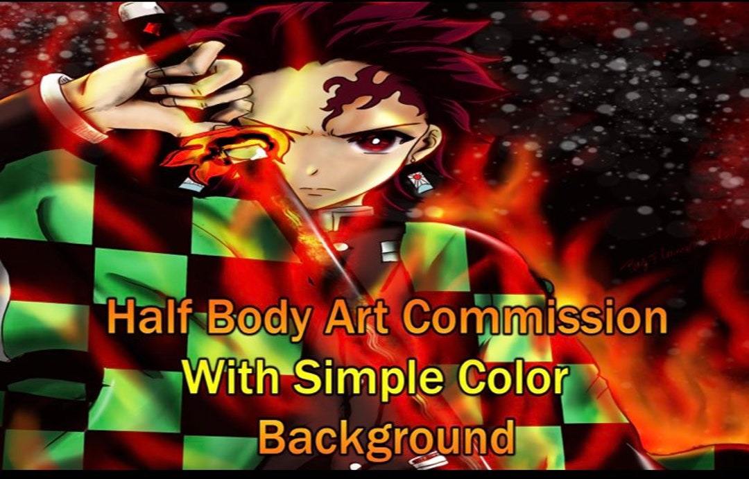 Half Body Art Commission With Simple Background by Flamemasterz - Etsy