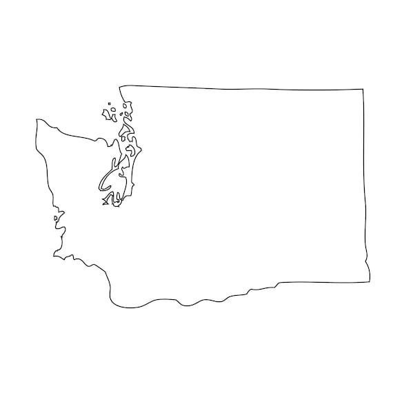 Washington outline map. State USA silhouette | Etsy