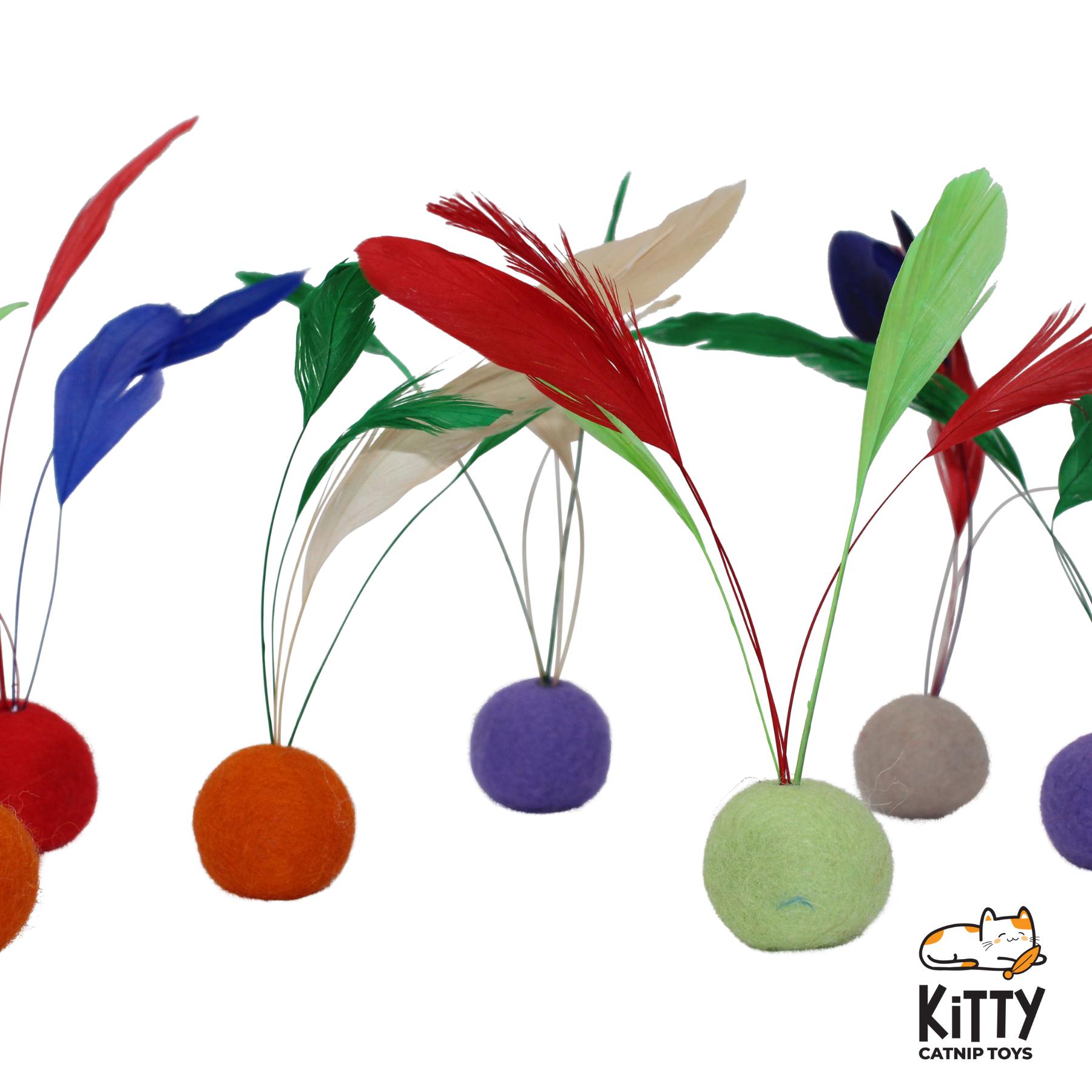 Feather Cat Toss Toy – Handmade Wool Felt Ball, Catnip Infused Play Toy ...