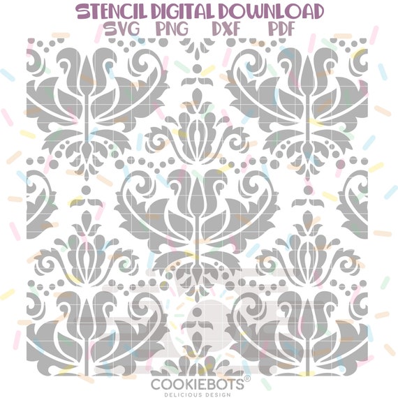 Damask Download Digital Stencil SVG EPS DXF - Etsy