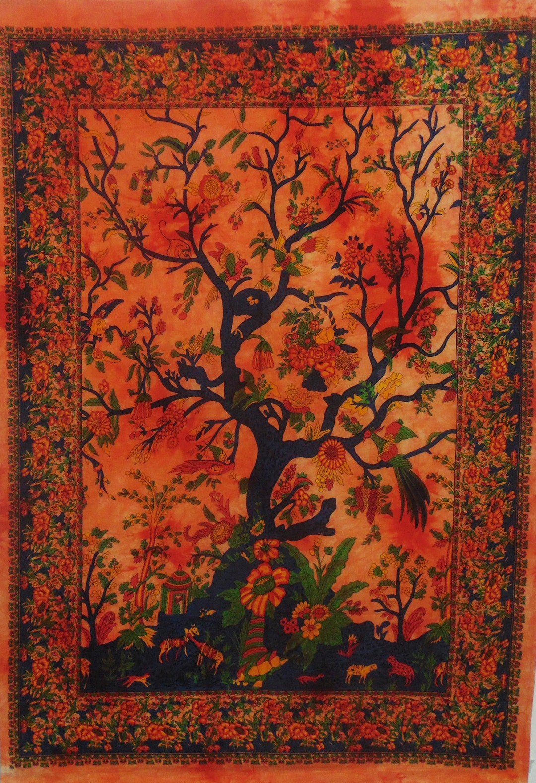 Orange Tree of Life Tapestry Wall Hanging Home Decorative Bohemian ...