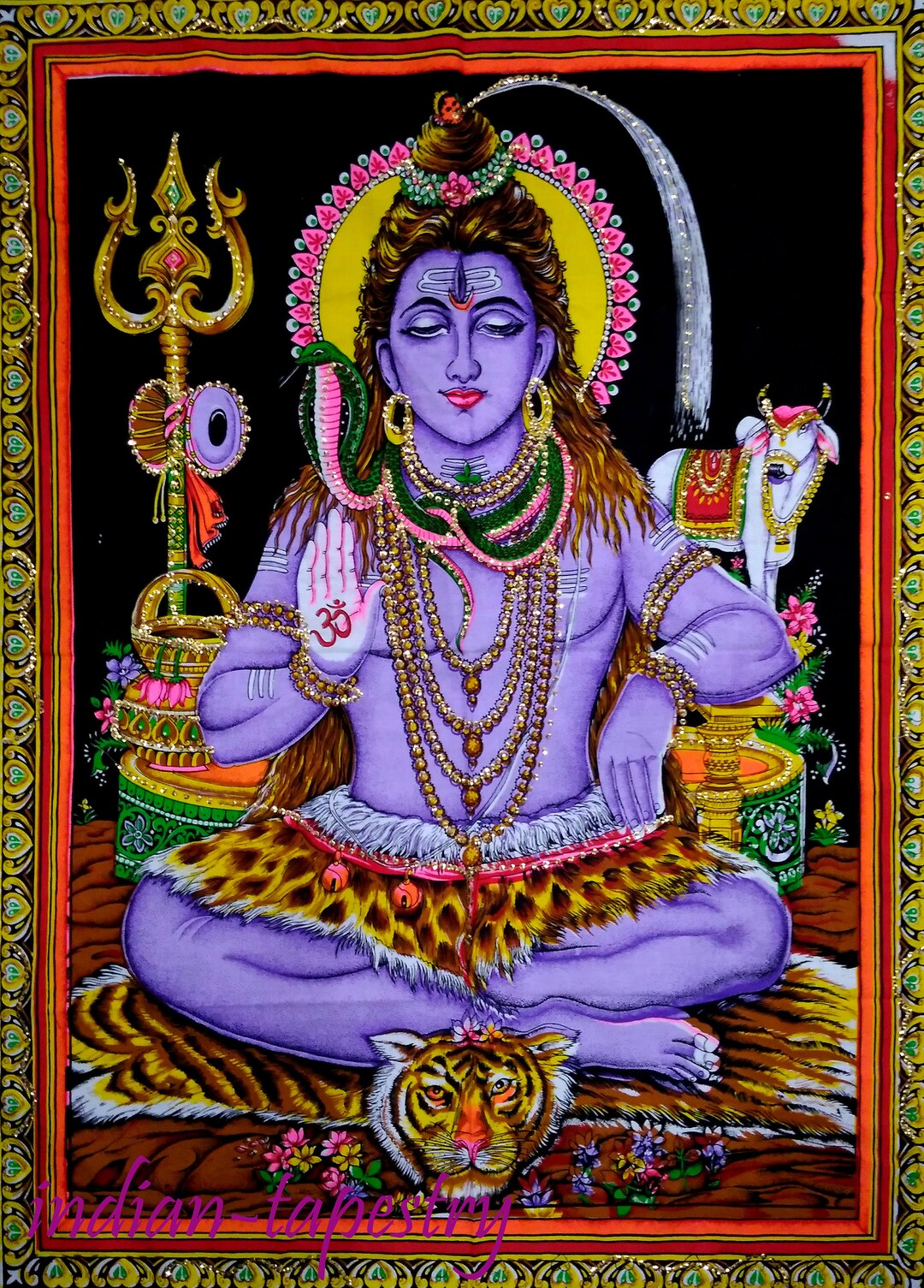 Lord Shiva Tapestry: Indian Home Decor, Bohemian Wall Hanging (40x30 ...