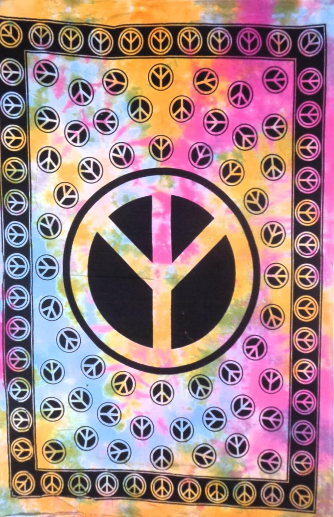 Tie Dye Multicolor Y Peace Sign Tapestry Home Decorative Wall Hanging ...