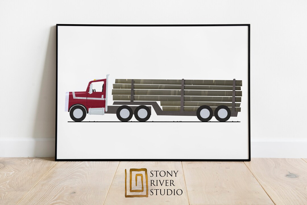 Logging Truck Print, Logging Truck Art, Logging Truck Picture, Wall ...