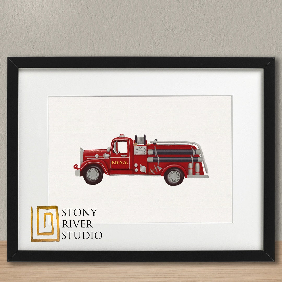 Fire Truck Print, Fire Engine Print, Fire Truck Picture, Vintage Fire ...