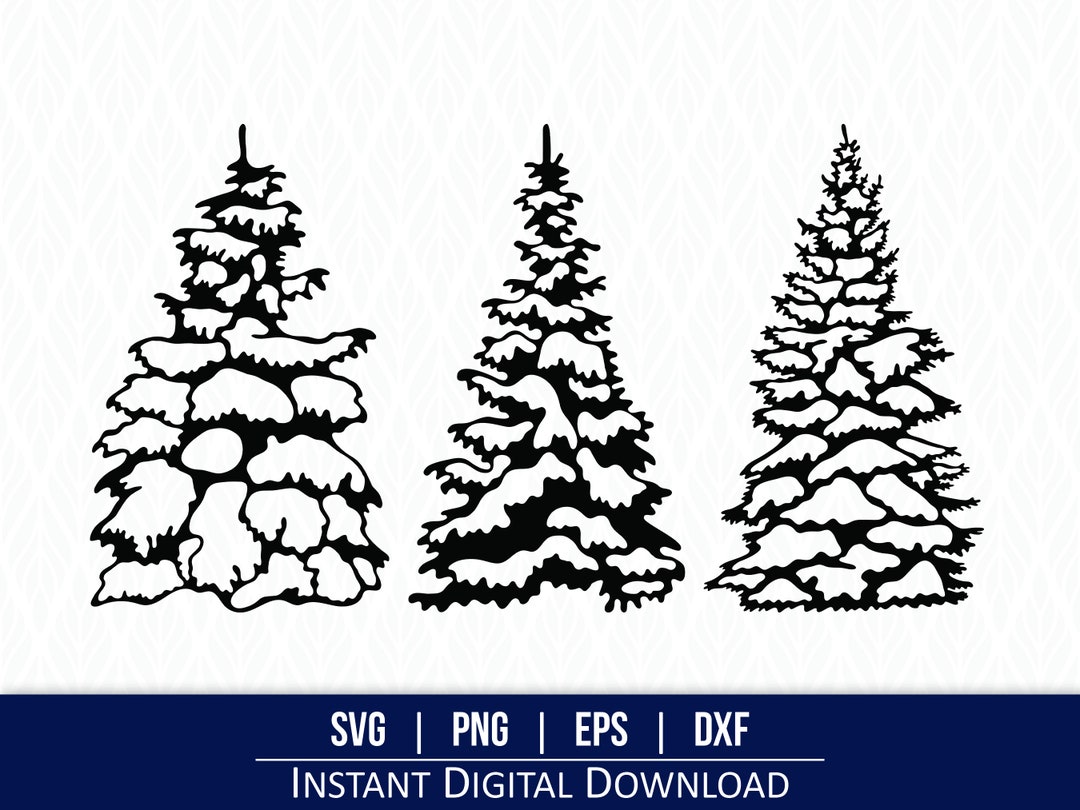 Christmas Tree SVG: Snow Covered Evergreen Tree Clipart (digital ...