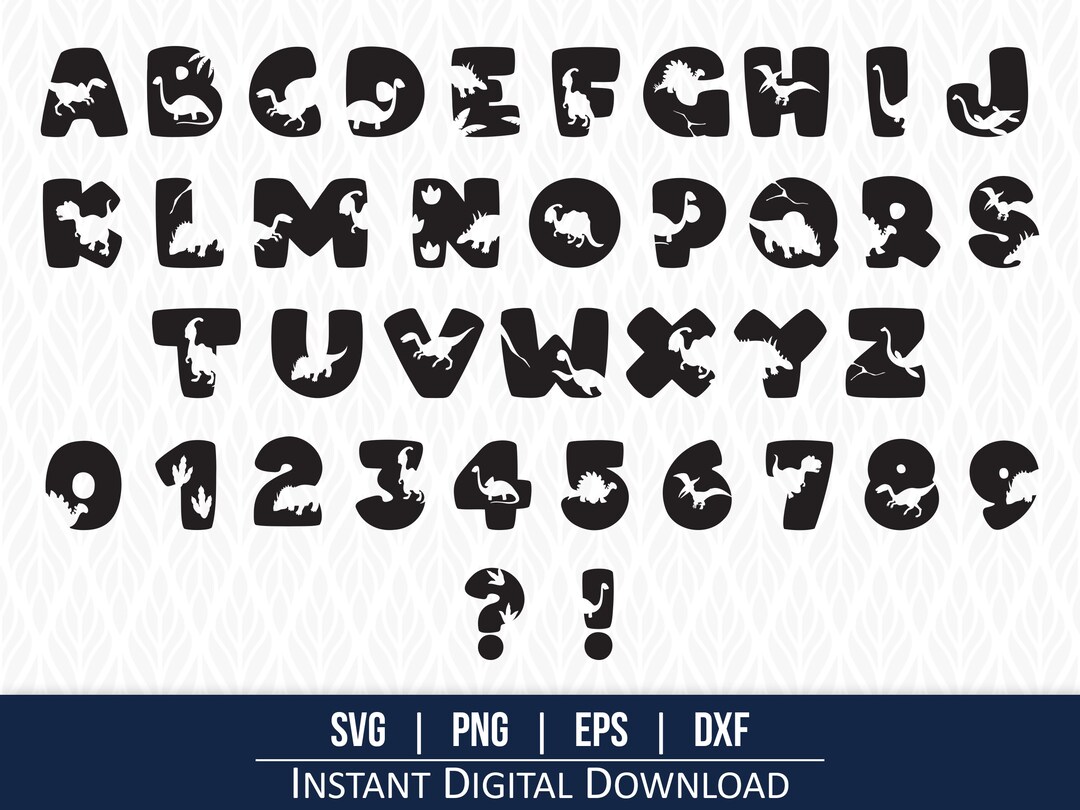 Dinosaur Font SVG: Laser Cut Alphabet & Numbers (digital Download) - Etsy