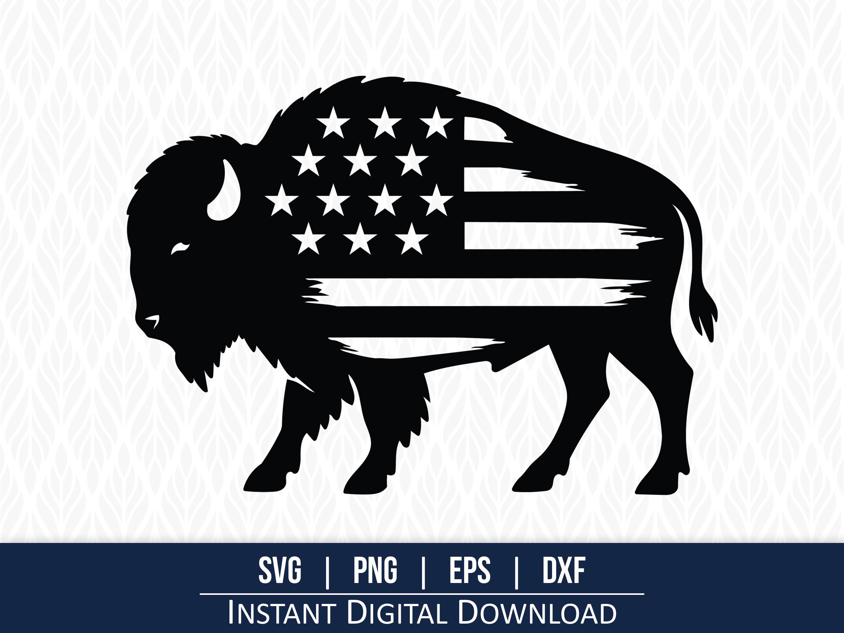 Bison American Flag SVG | Buffalo Silhouette Cut File for Cricut ...