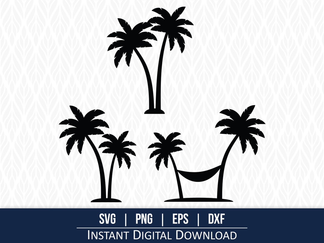 Tropical Palm Tree SVG Bundle: Beach Scene Illustrations (digital ...