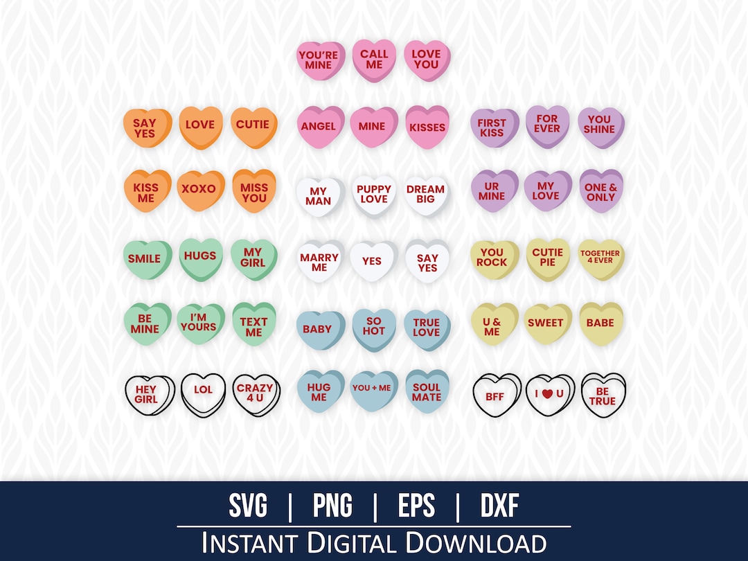 Candy Heart Svg, Valentine's Day Clipart, Candy Svg - Instant Digital ...