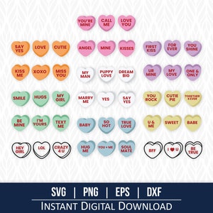Candy Heart SVG Clipart: Valentine's Day Digital Download - Etsy