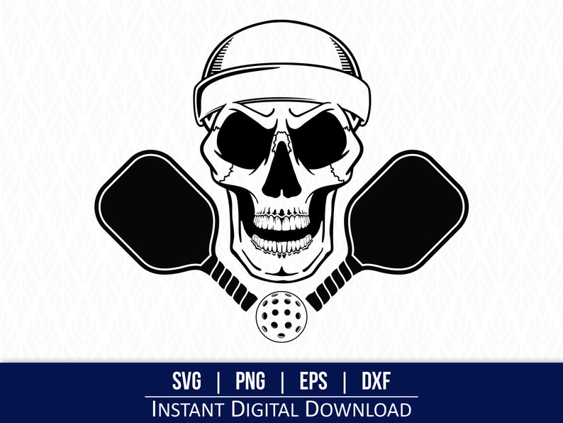 Pickleball Skull Svg - Instant Digital Download - Svg, Png, Dxf and Eps ...