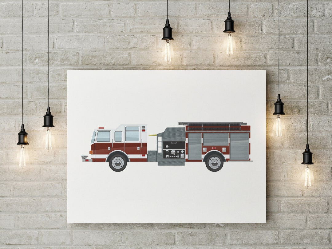 Fire Engine Print, Fire Truck Print, Fire Engine Picture, Fire Engine ...
