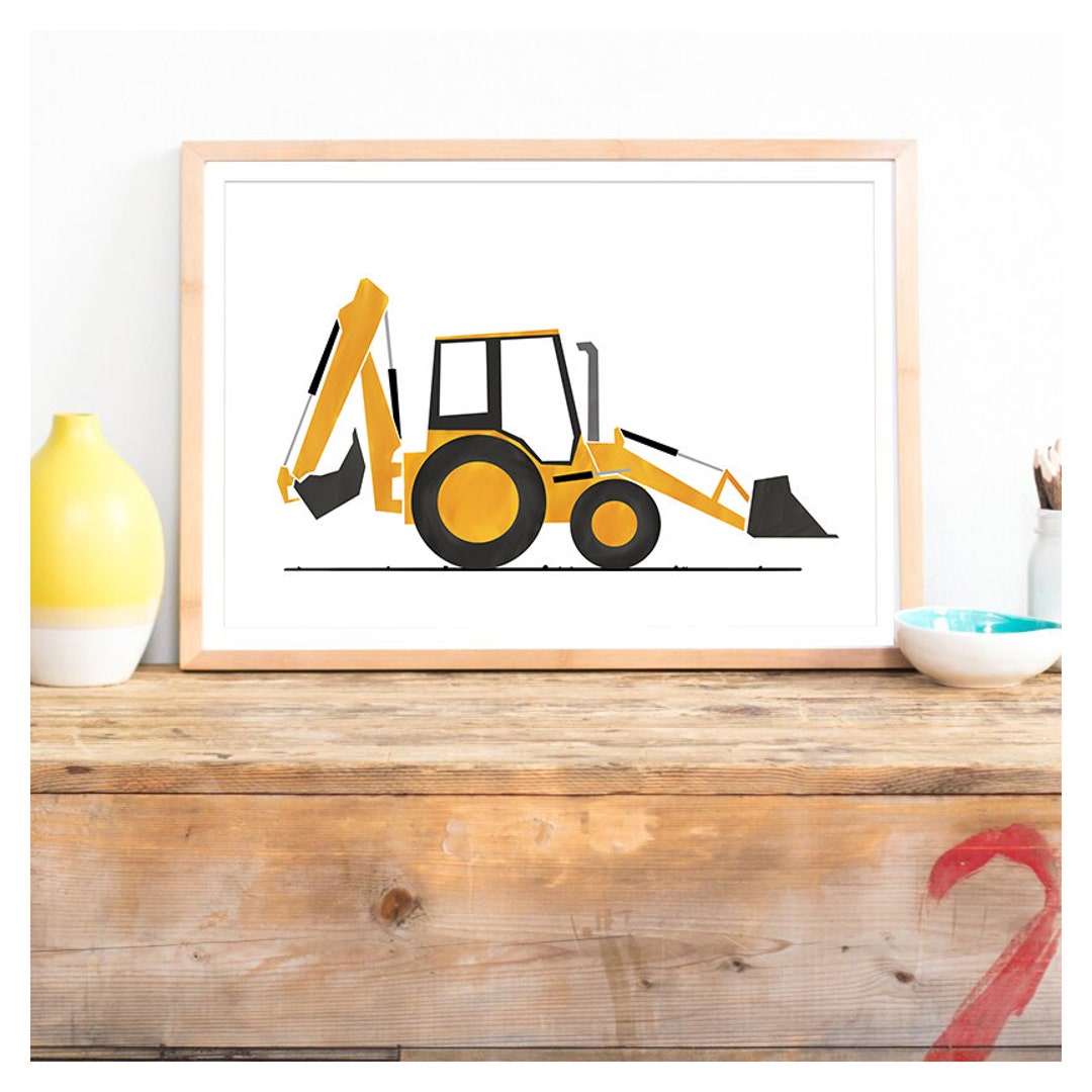 Backhoe Print , Backhoe Art, Truck Picture, Caterpiller, Construction ...