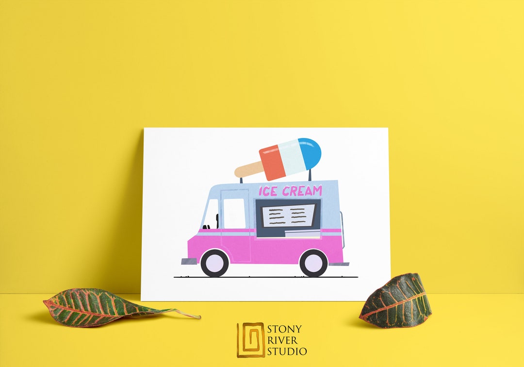 Ice Cream Truck Print, Ice Cream Print, Food Truck Art, Ice Cream Art ...