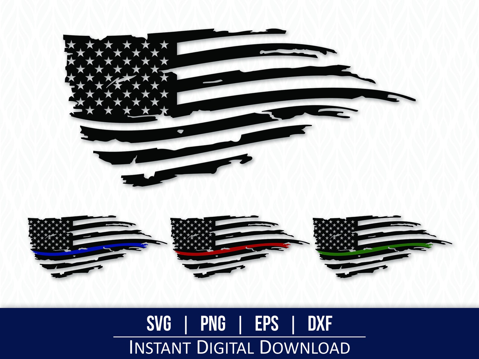 Tattered American Flag SVG: Torn US Flag, Police/fire/military (digital ...