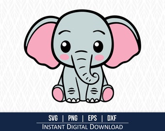 Boy and Girl Elephant SVG, PNG, & DXF File Cute Clipart for Gender ...