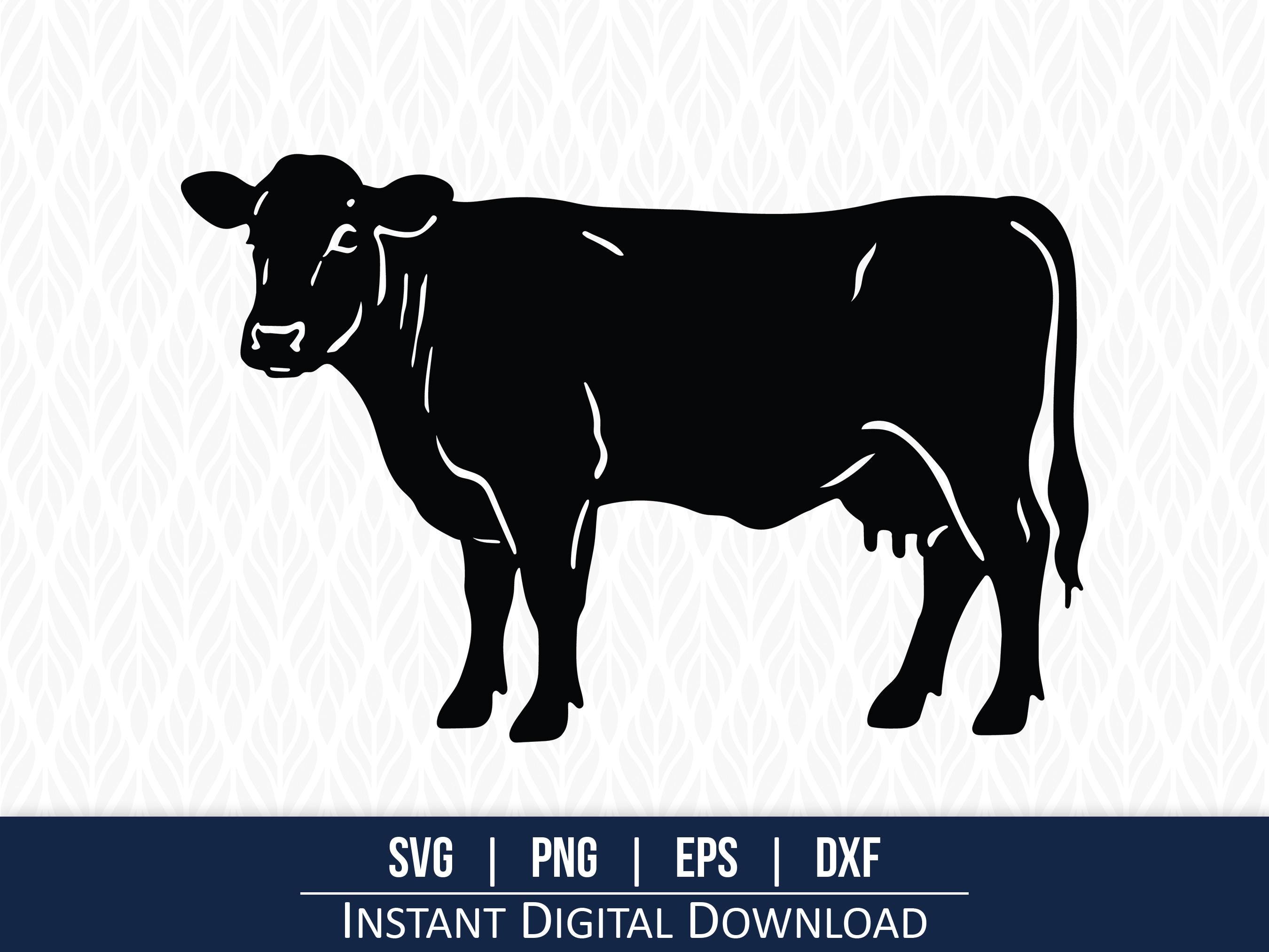 Cow SVG Silhouette | Farm Animal Clipart | Cattle Vector Cut File for ...
