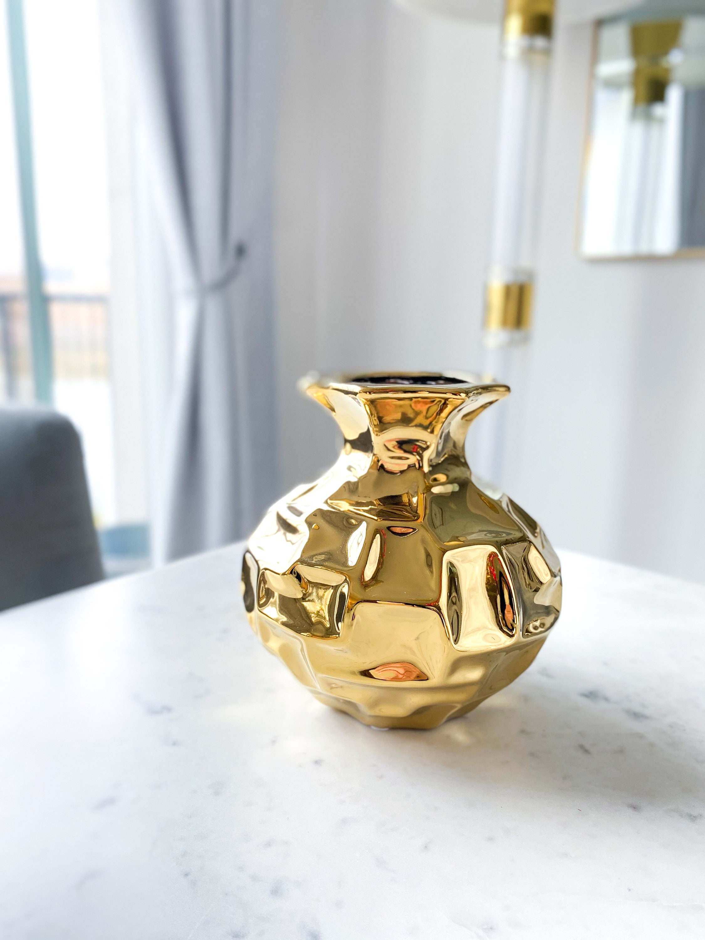 Small Gold Vase Gold Bud Vase Gold Metallic Vase Gold - Etsy