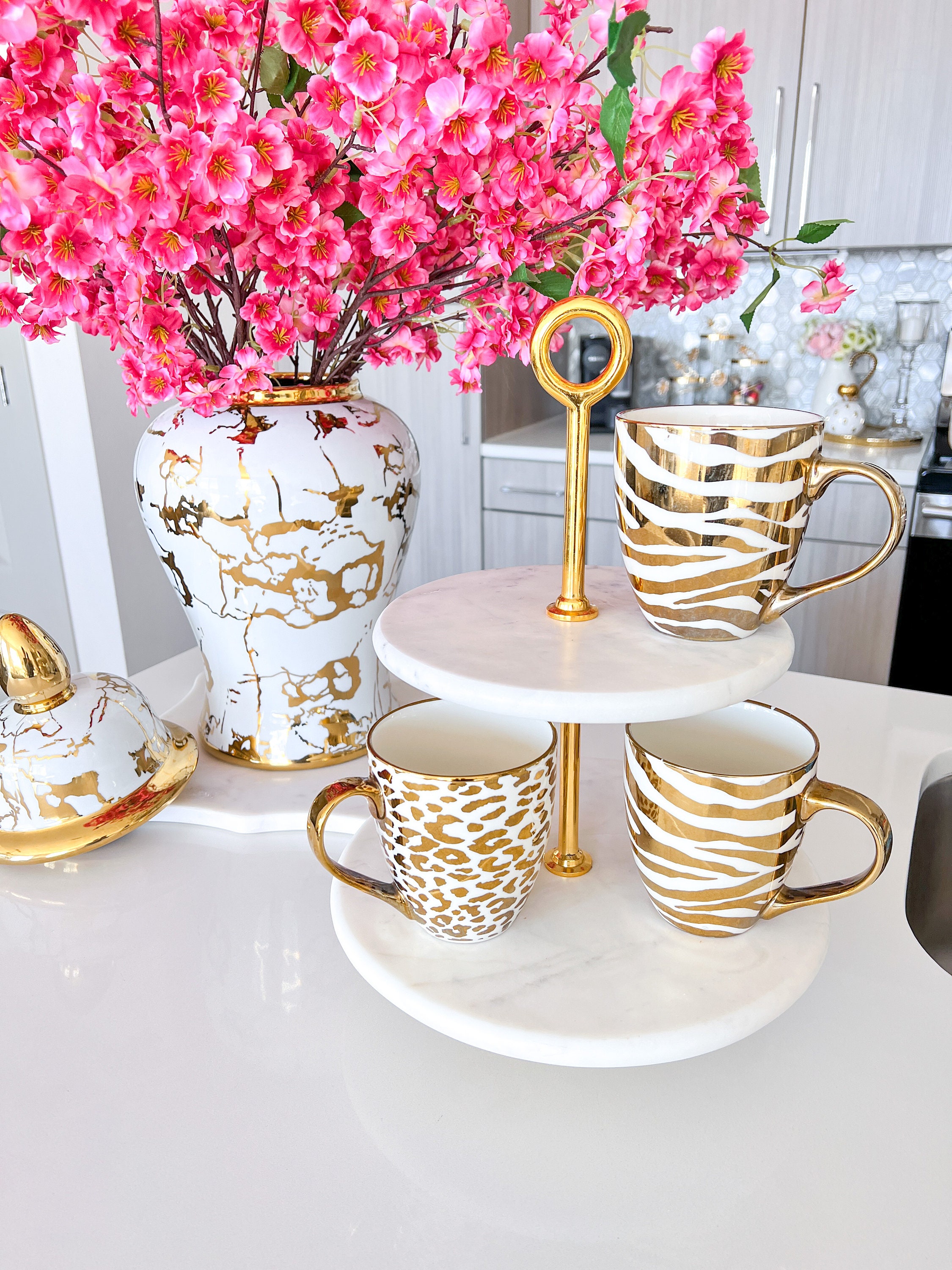 Marble 2-tier Stand Gold Marble Mugs Holder Gold Marble 2 - Etsy