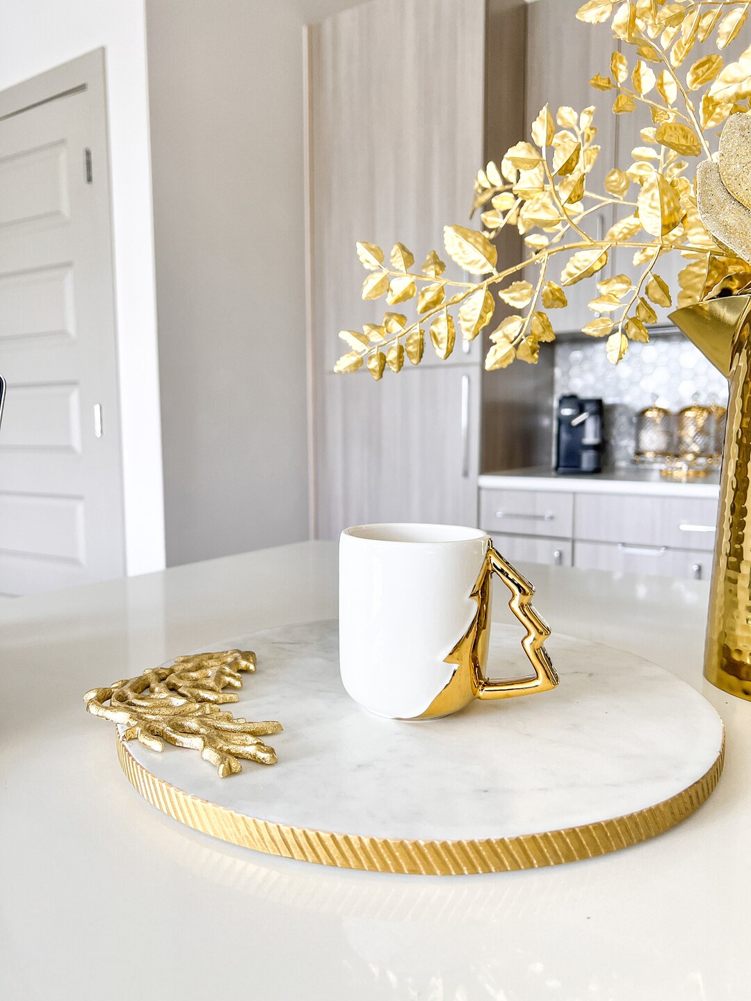 Gold Christmas Tree Mug Gold Coffee Mug Coffee Station Mug - Etsy