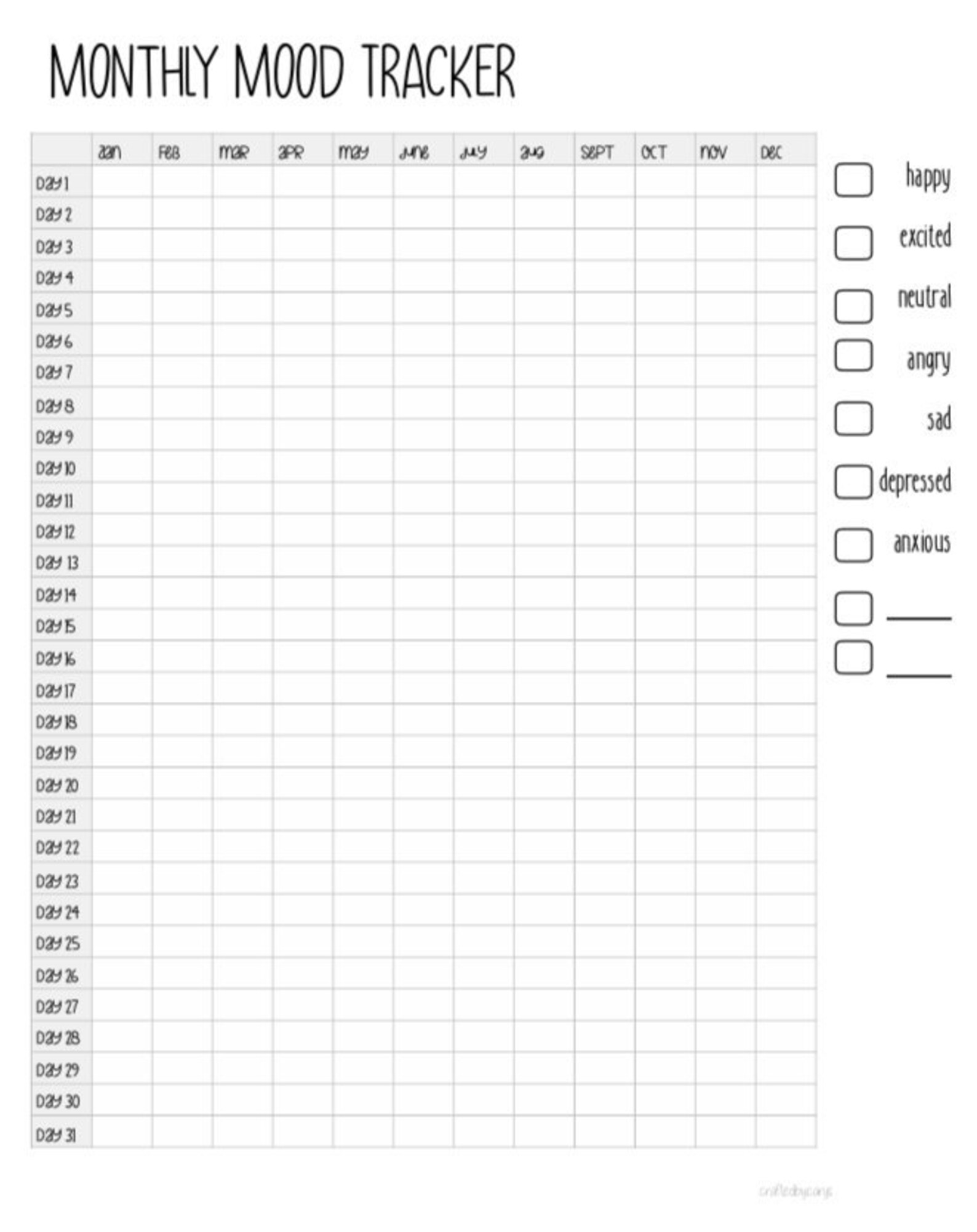 Monthly Mood Tracker | Printable | Simple - Etsy