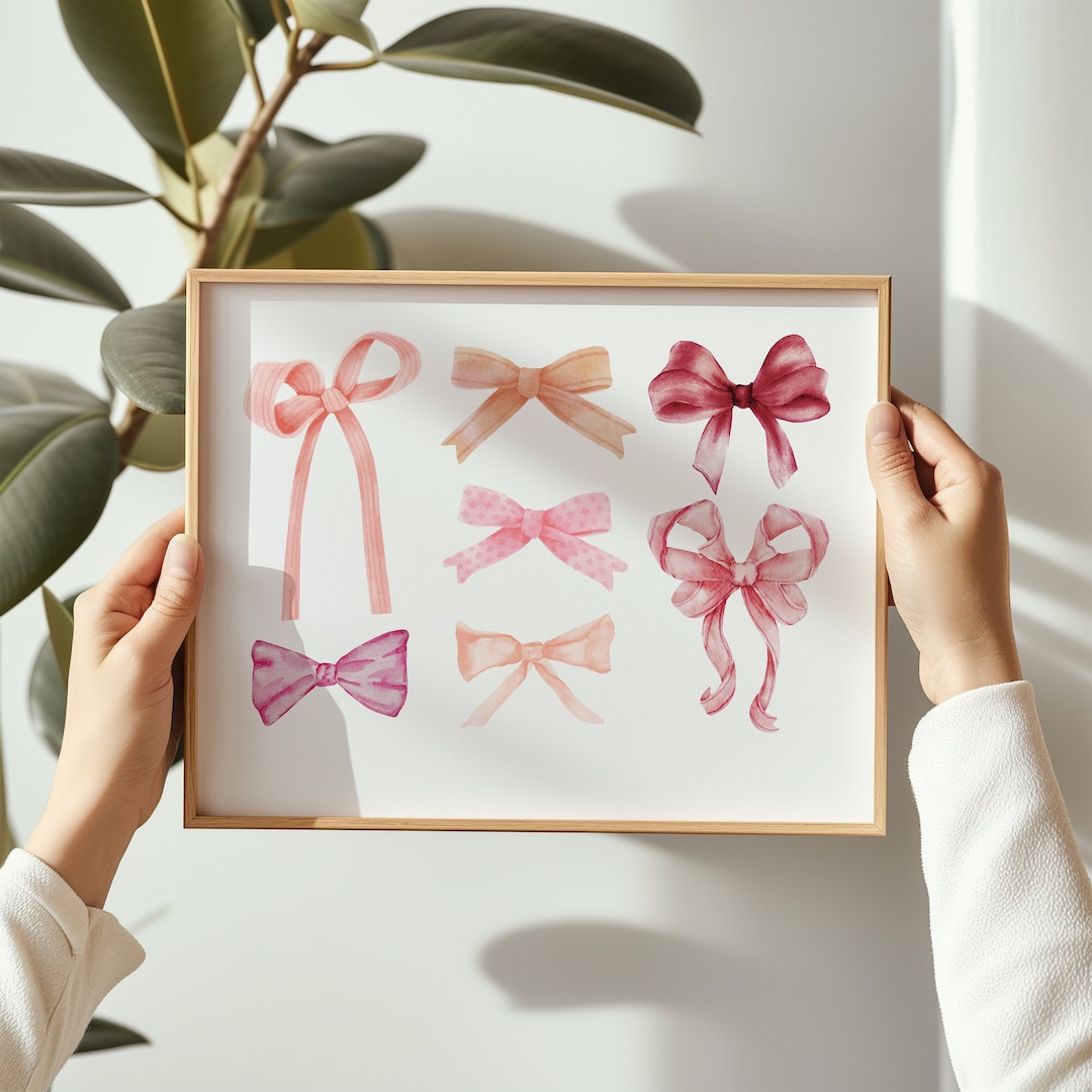 Pink Bows Wall Art, Coquette Room Decor, Coquette Bow, Coquette Ribbon ...