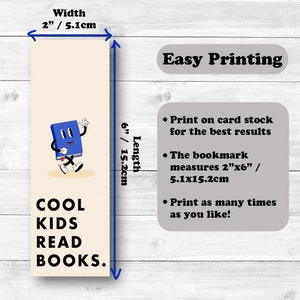 Cool Kids Read Books Printable Bookmarks, Book Lover Gift, Lets Read ...