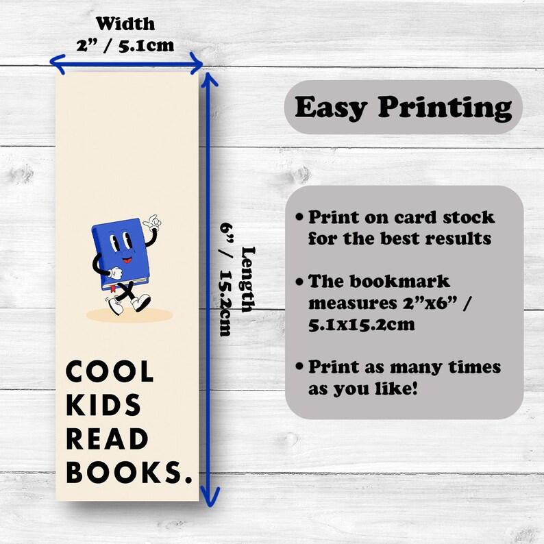 Cool Kids Read Books Printable Bookmarks, Book Lover Gift, Lets Read ...
