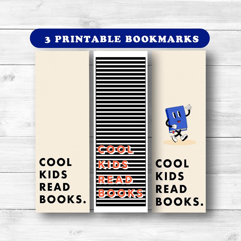 Cool Kids Read Books Printable Bookmarks, Book Lover Gift, Lets Read ...