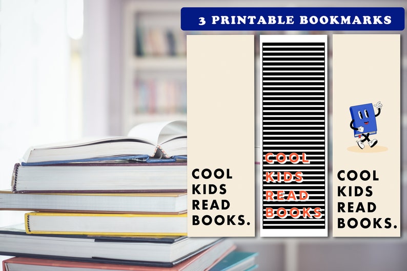 Cool Kids Read Books Printable Bookmarks, Book Lover Gift, Lets Read ...