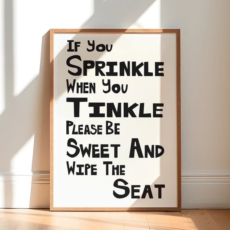 If You Sprinkle When You Tinkle, Funny Bathroom Toilet Art Print Wall ...