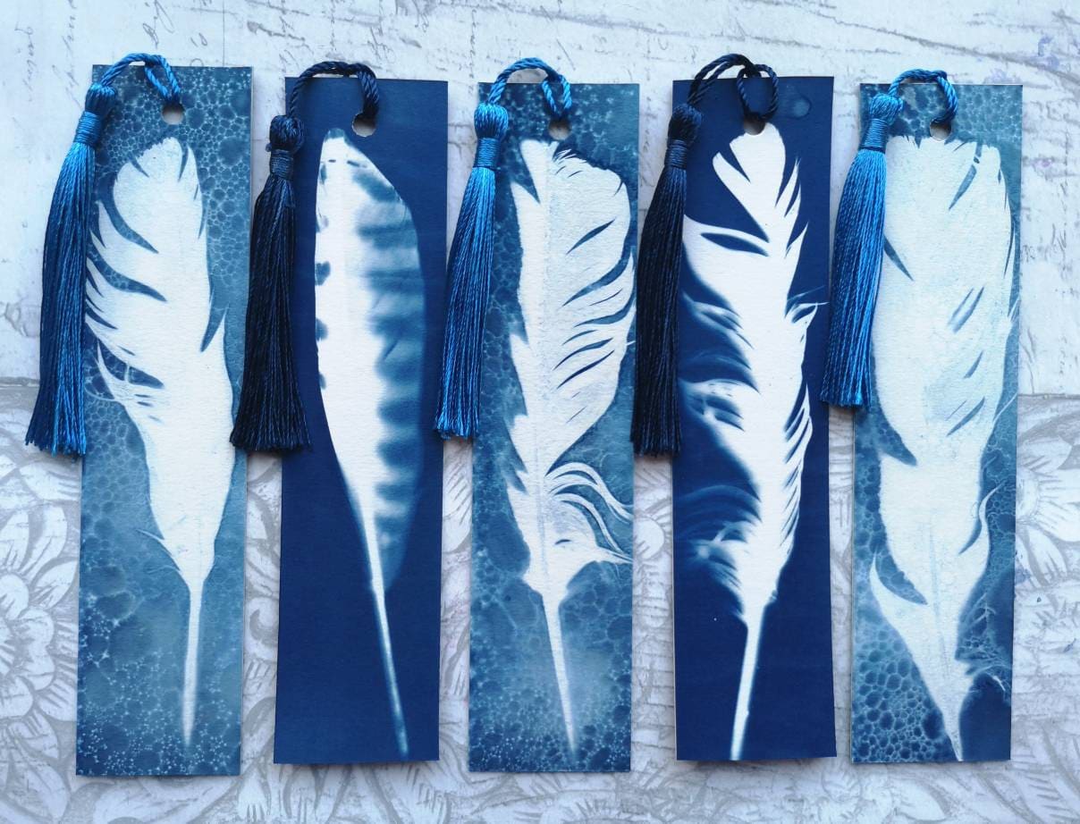 Art & Collectibles 5 handmade cyanotype bookmarks Monotypes Prints etna ...