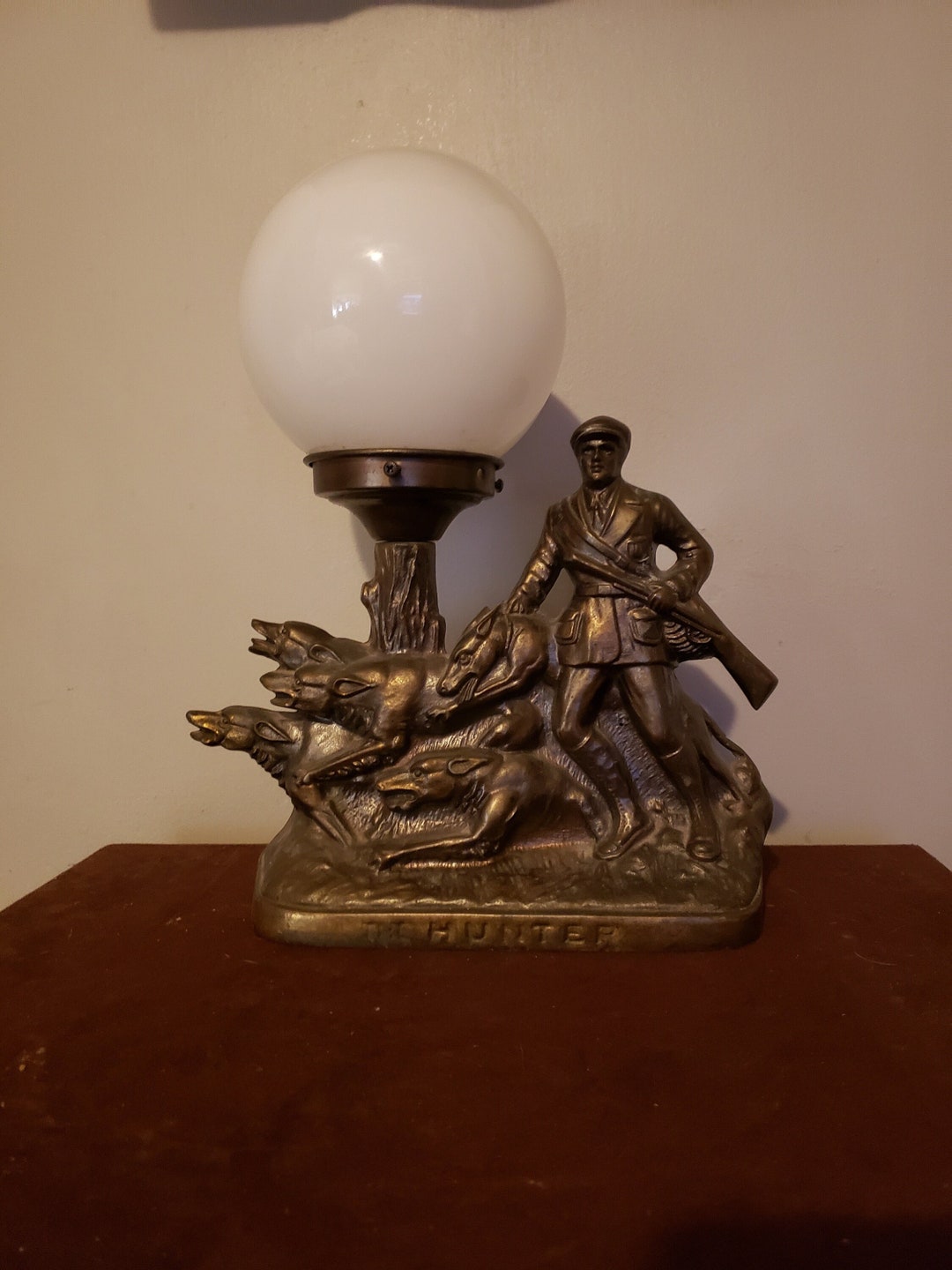 Vintage Bronzed the Hunter Lamp - Etsy