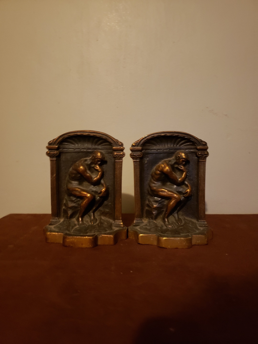 Vintage Rodin the Thinker Bookends - Etsy