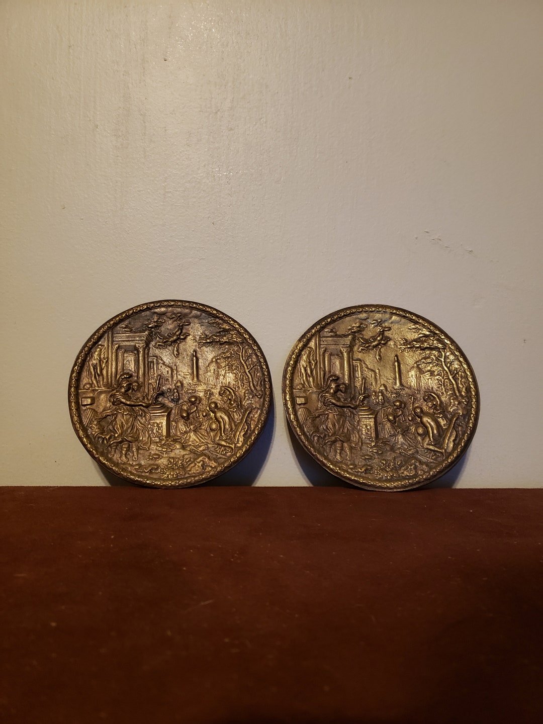 Vintage Bronze Relief Plaques - Etsy