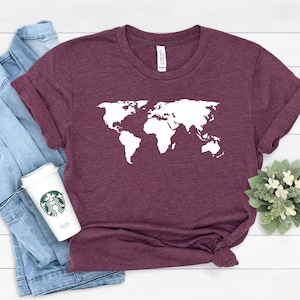 World Map Shirt, Travel Shirt, Traveler Gift, Travel Lover, Geography ...