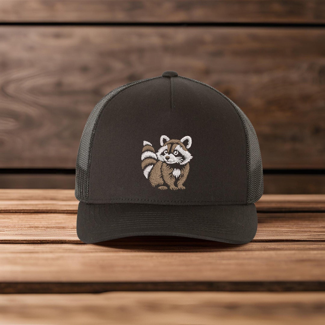 Embroidered Raccoon Hats, Embroidered Silly Raccoon Hat, Raccoon ...