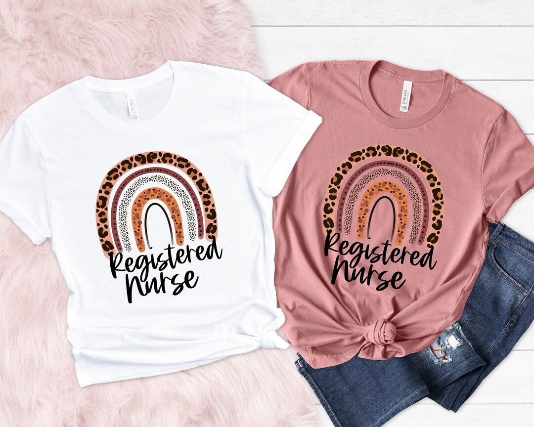 Rainbow Nurse Shirt, Leopard Print Nurse Life,registered Nurse Shirt ...