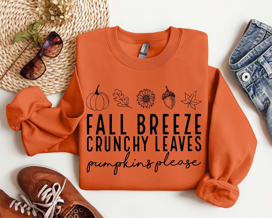 Fall Breeze Crunchy Leaves Sweatshirt,fall Leaves Shirt,fall Season ...