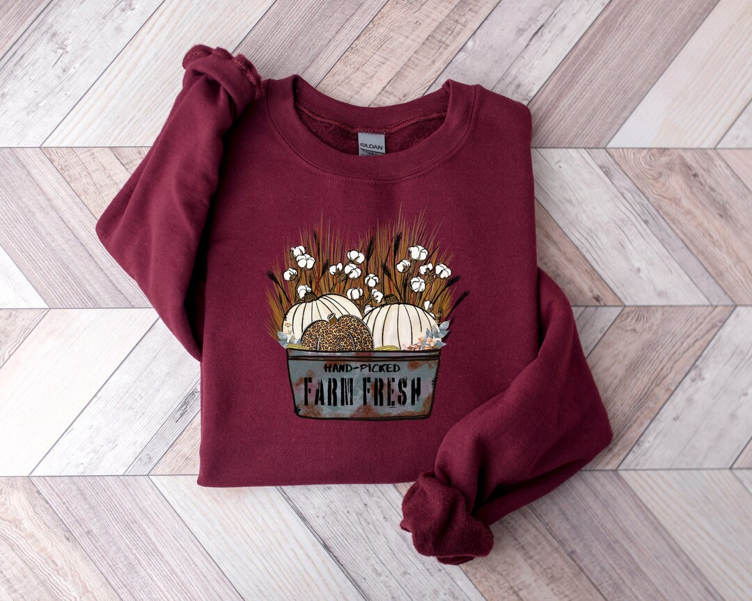 Fall Sweatshirt,fall Tees,farm Fresh Pumpkins Sweatshirt,thanksgiving ...