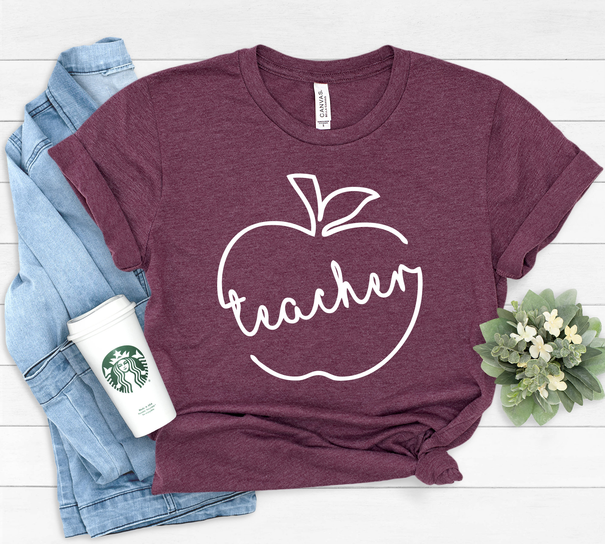 Back to School Teacher T-shirt Cute Teacher Shirt Apple | Etsy